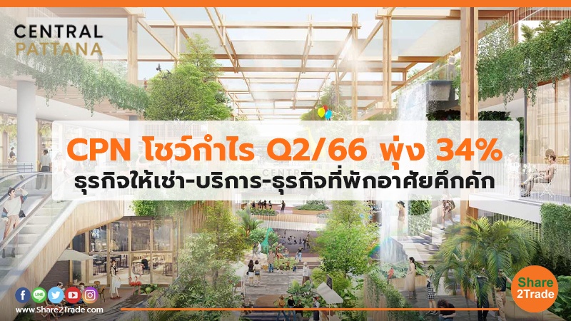 CPN โชว์กำไร Q2/66 พุ่ง 34% ธุรกิจให้เช่า-บริการ-ธุรกิจที่พักอาศัยคึกคัก | Share2Trade